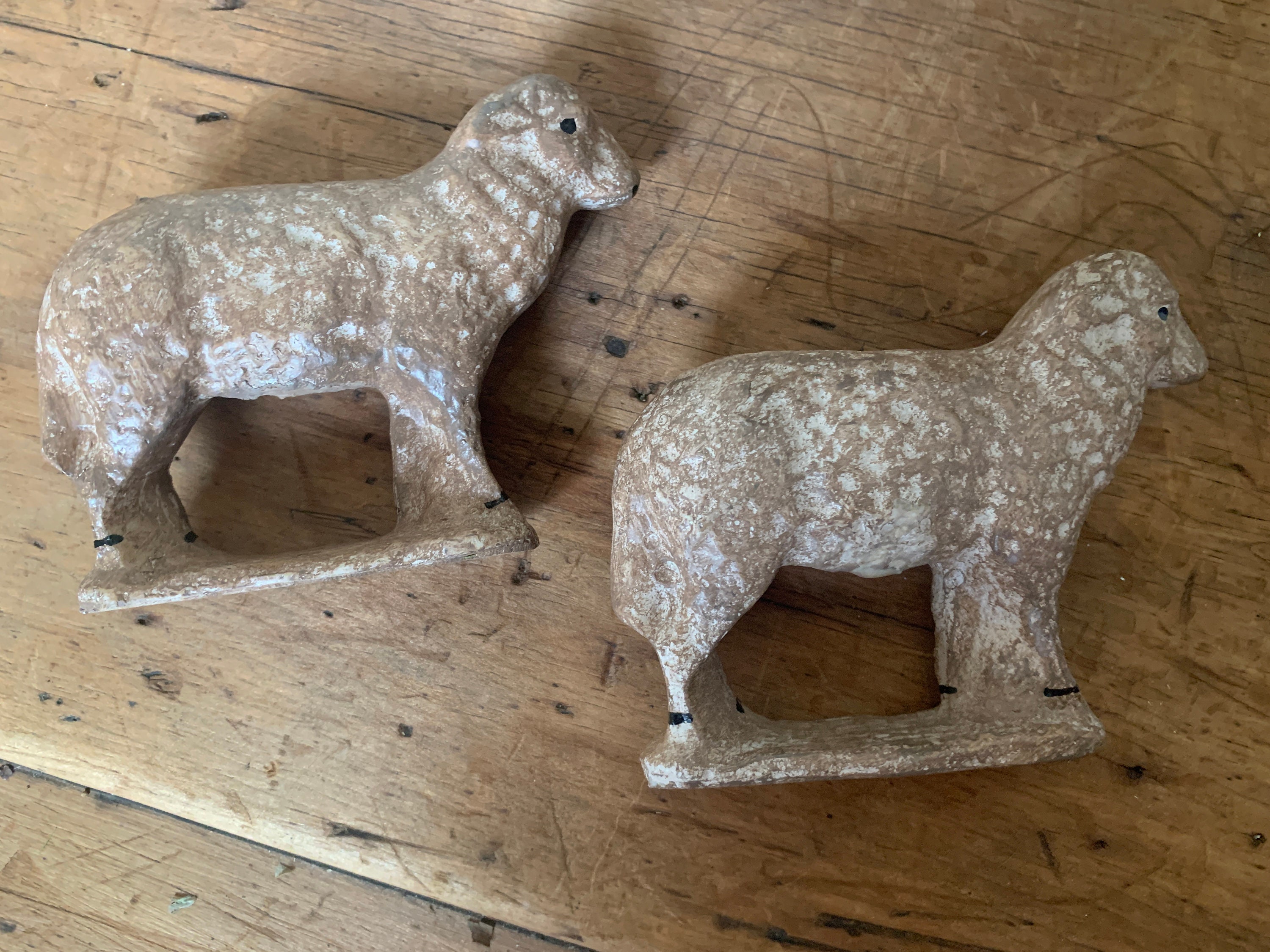 Antique Cast Iron Hand Painted Farmhouse Sheep Figurines, Rustic Sheep ...