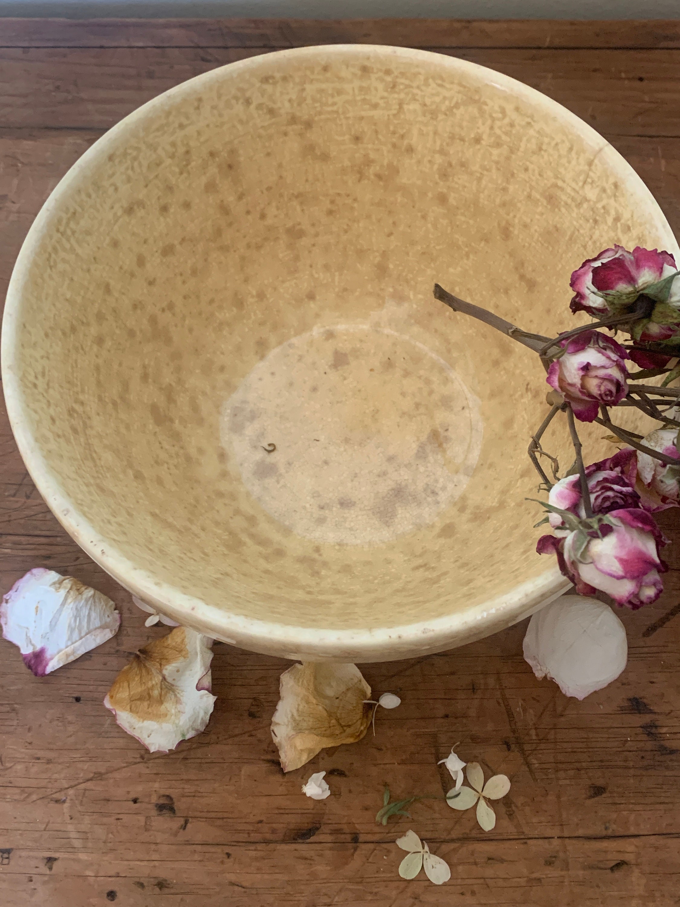 Vintage Heavily Stained and Crazed Beige Mixing Bowl, Antique Crock ...