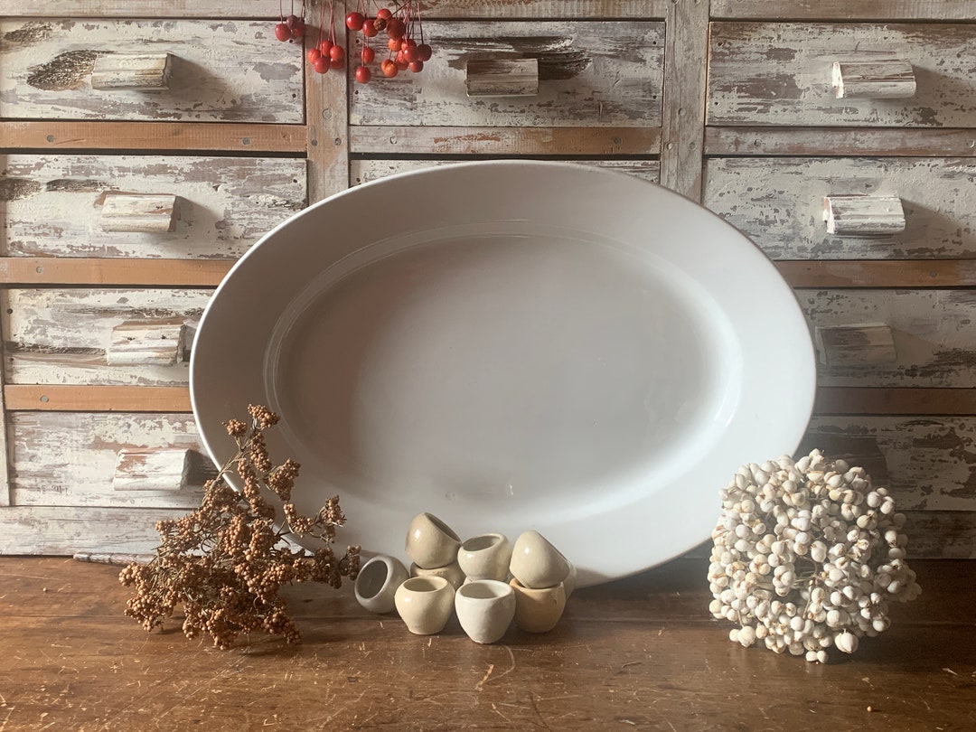 Antique Large English Chunky Oval Ironstone Platter Royal Patent ...