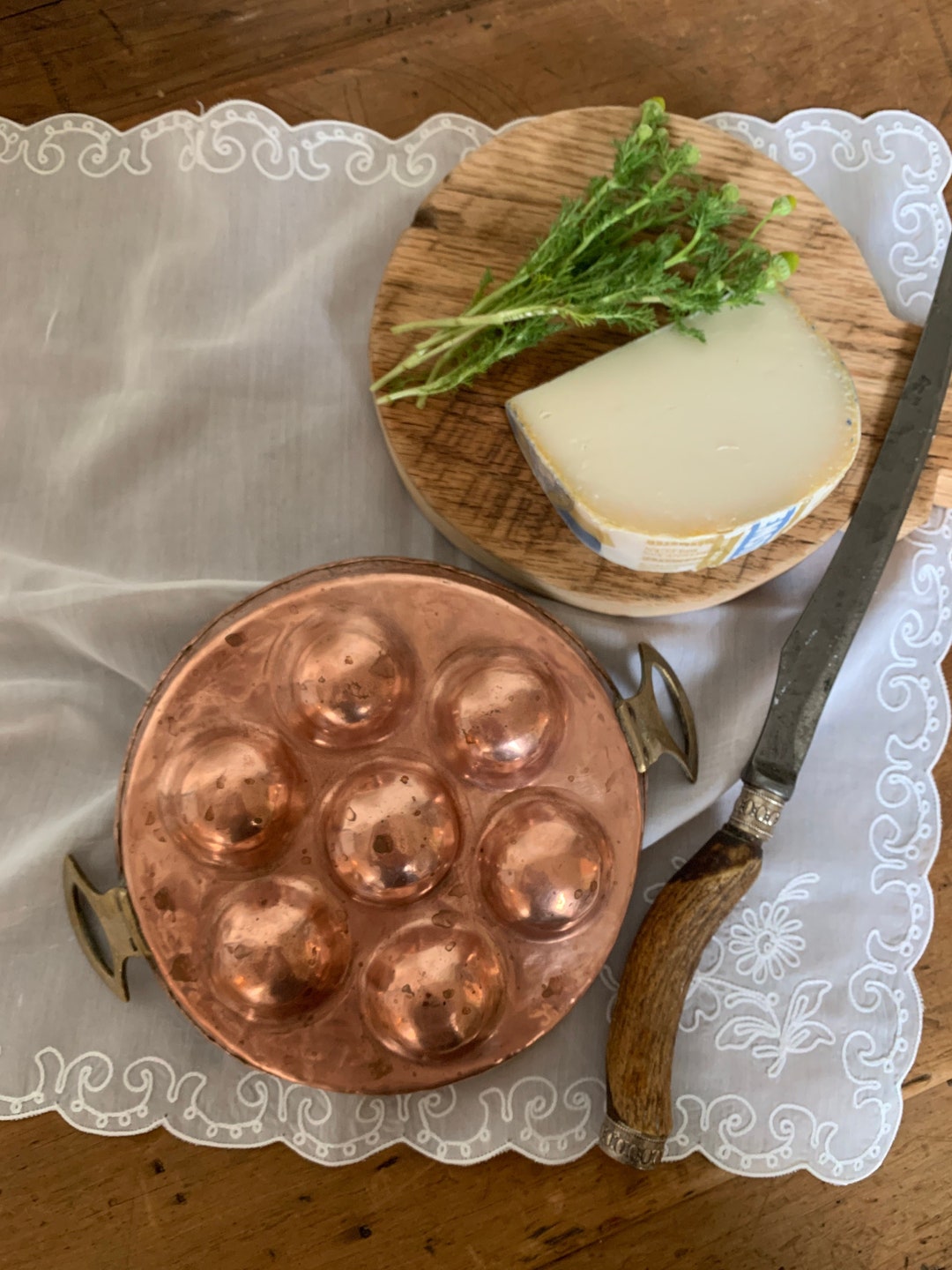 Vintage French Copper Escargot Pan With Bass Handles, Copper Snail Pan ...