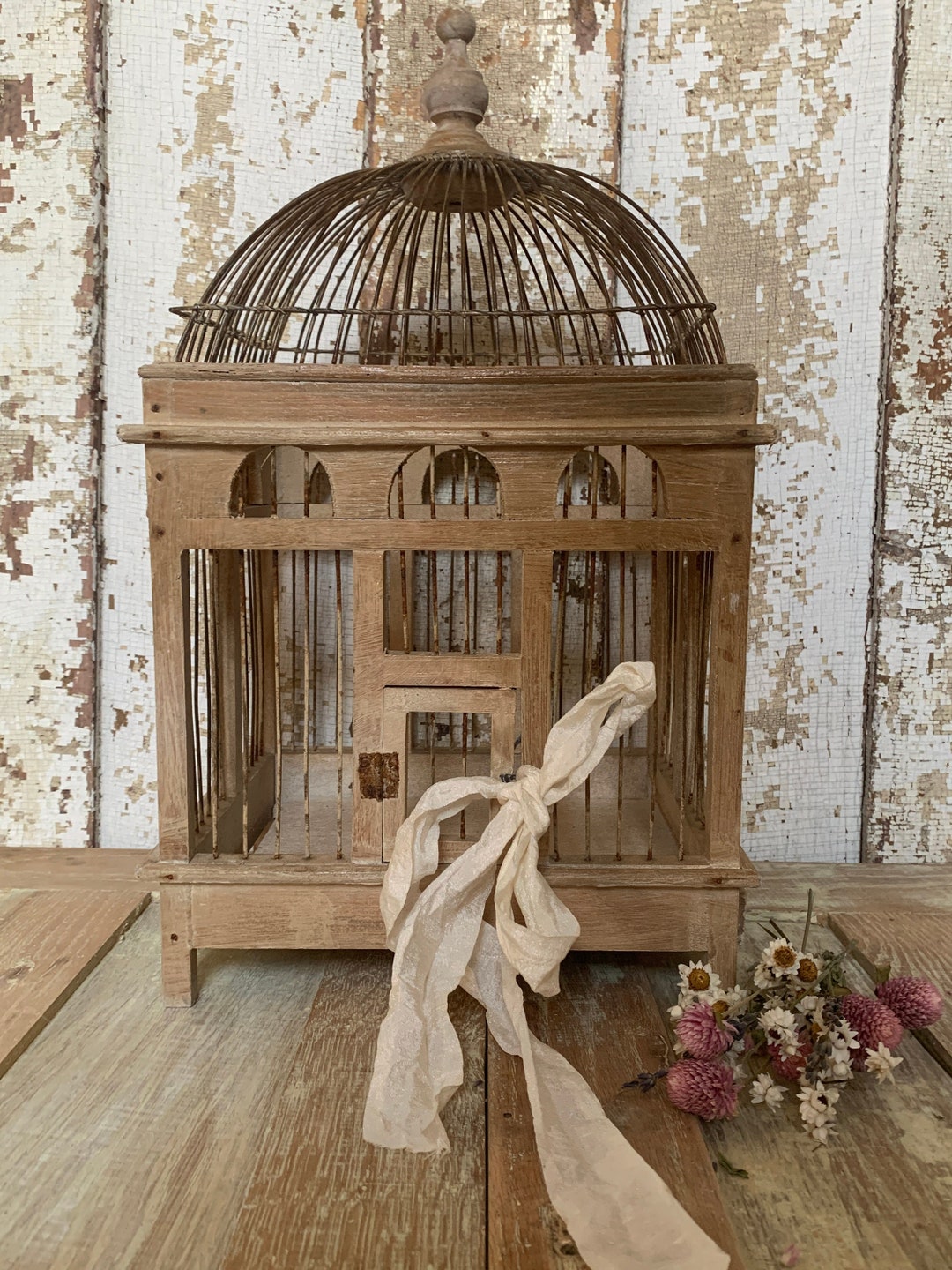 Victorian Style Vintage Wood & Metal Bird Cage, South of France ...