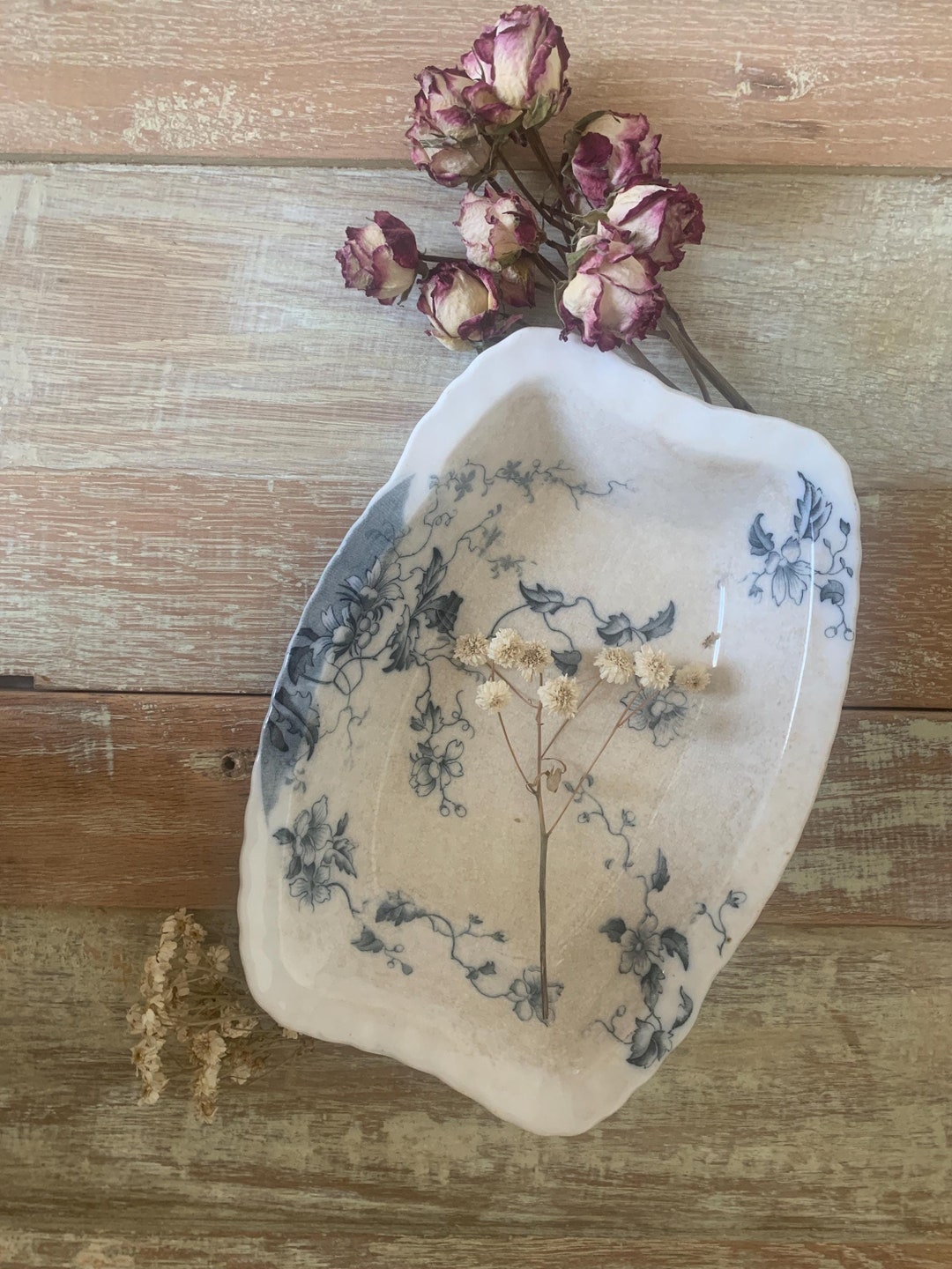 Rare Antique Tea Stained and Crazed Square Shape Ironstone Bowl on ...