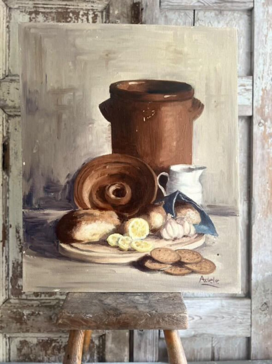 Stunning Original European Large Still Life Oil Paining on Board Signed ...
