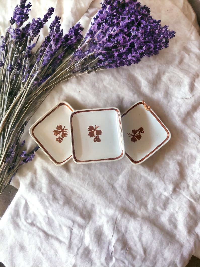 Antique Copper Lustre Tea Leaf Butter Pats Set of 3 - Etsy