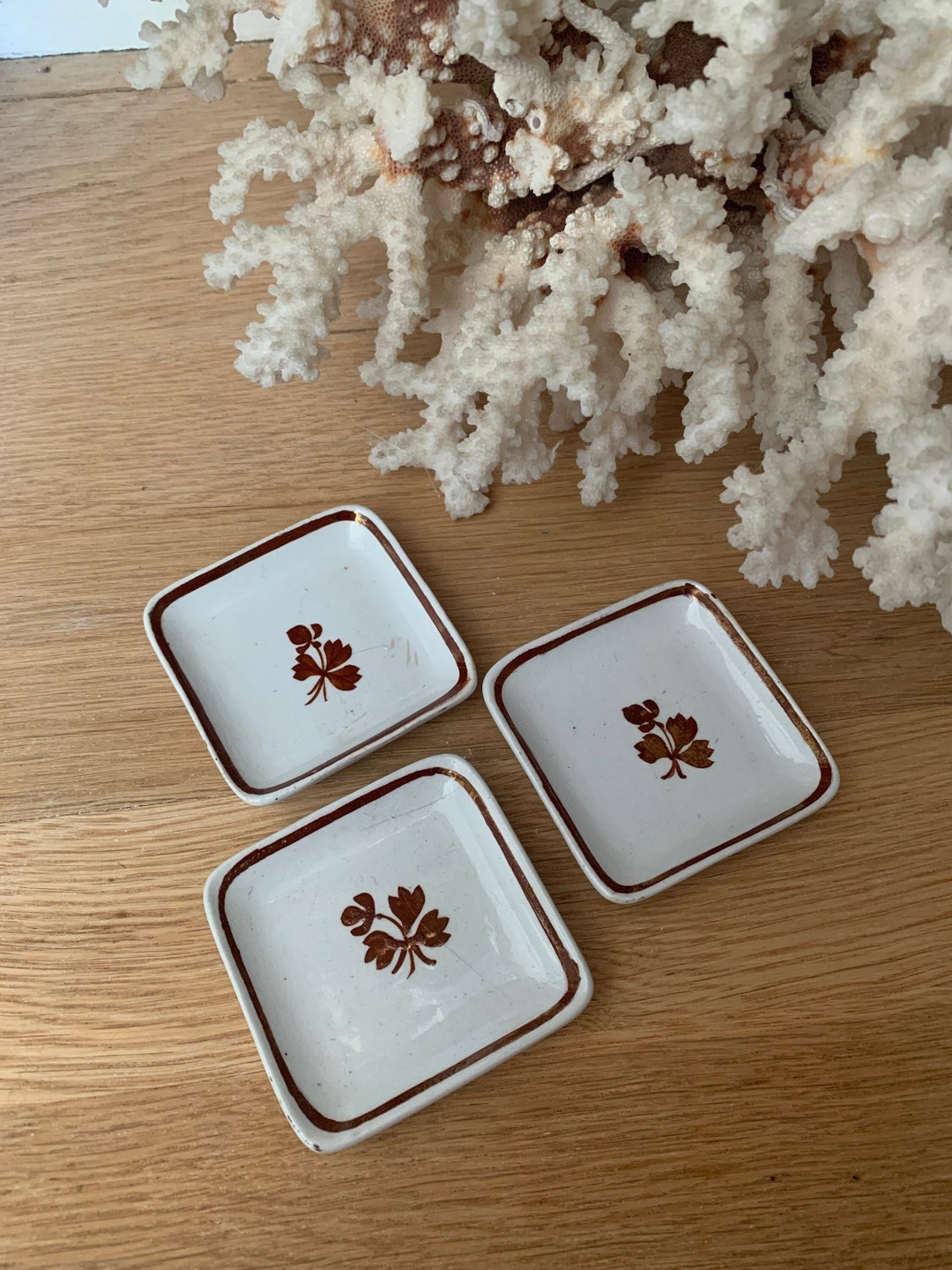 Antique Copper Lustre Tea Leaf Butter Pats Set of 3 - Etsy