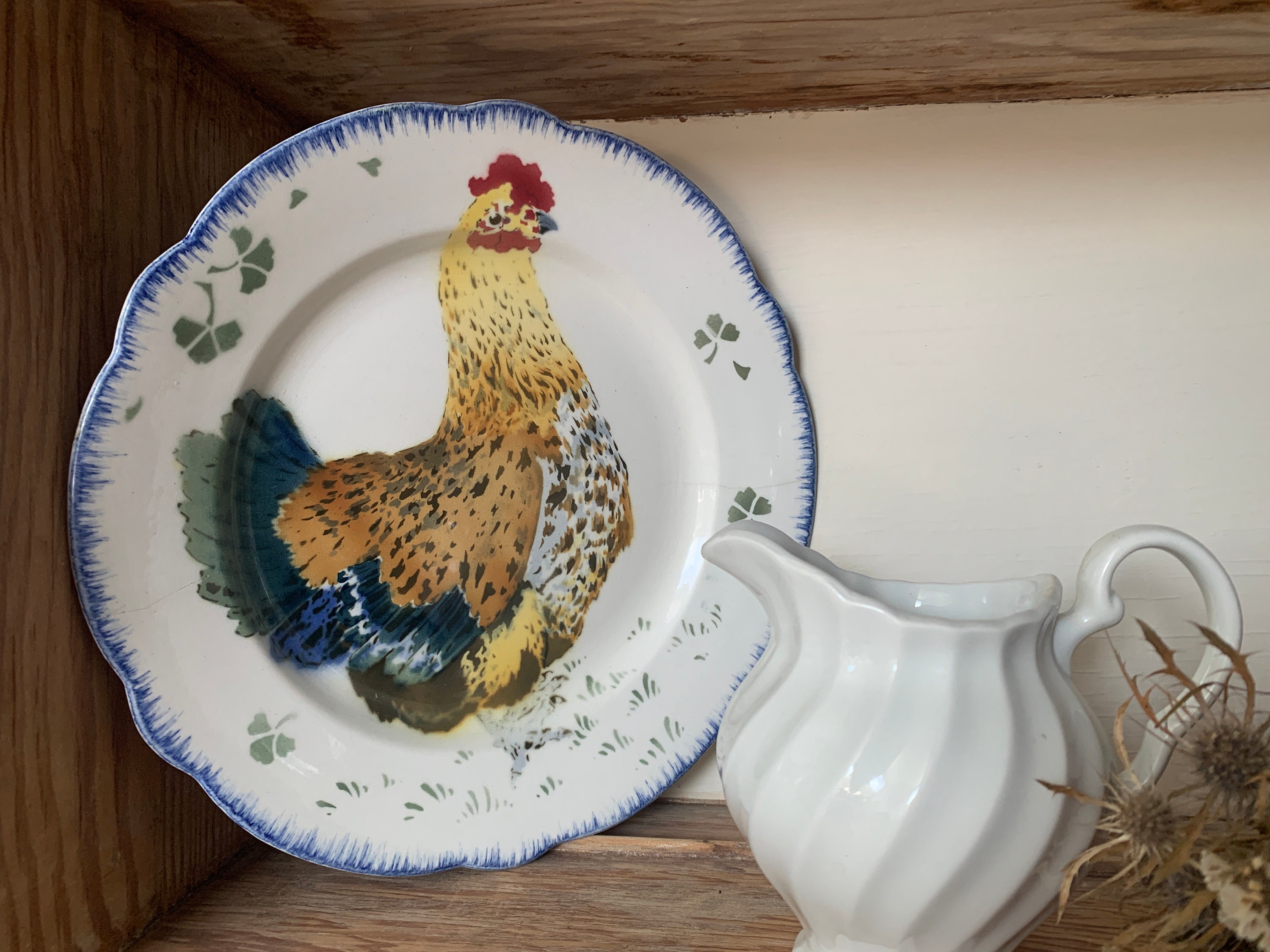 Antique Rare French Hen Plate by K&G Les Coqs Luneville - Etsy