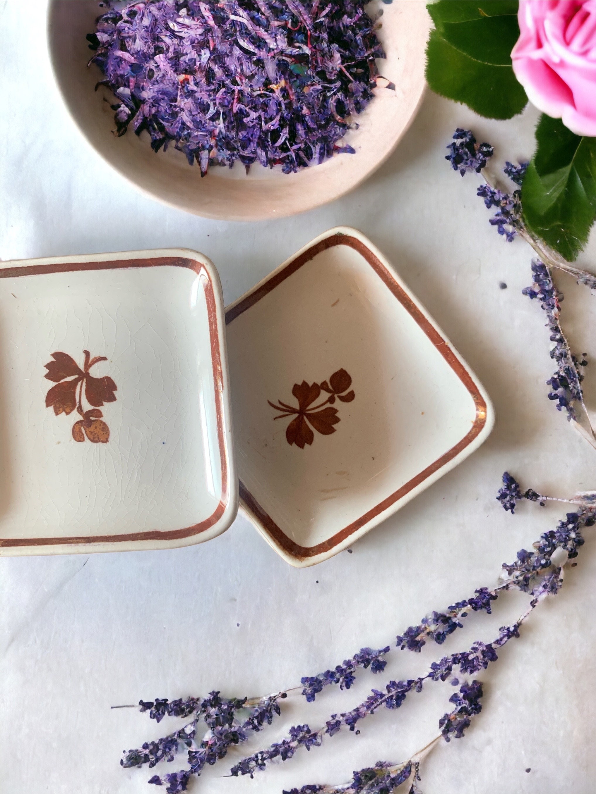 Antique Copper Lustre Tea Leaf Butter Pats Set of 3 - Etsy