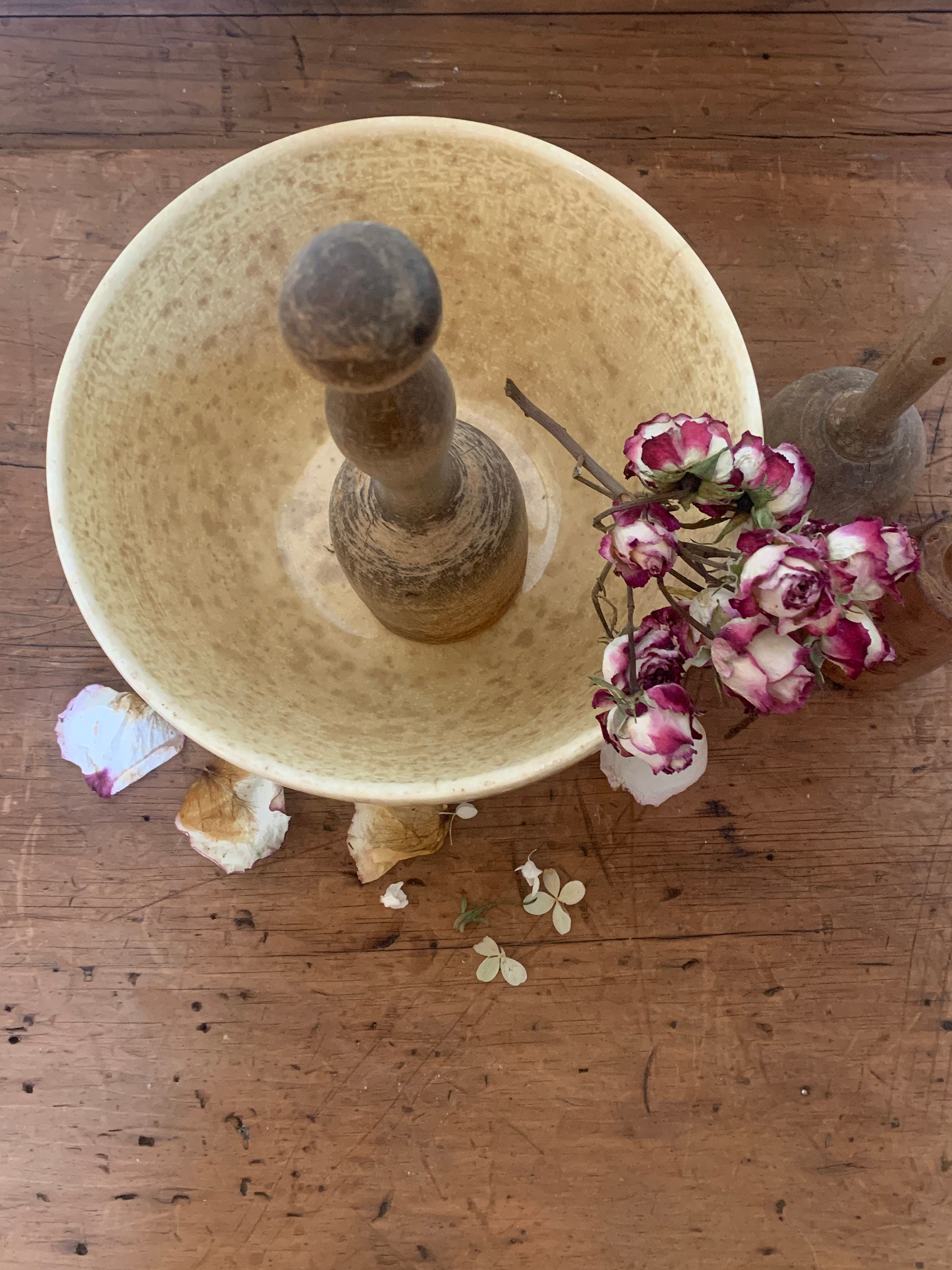 Vintage Heavily Stained and Crazed Beige Mixing Bowl, Antique Crock ...