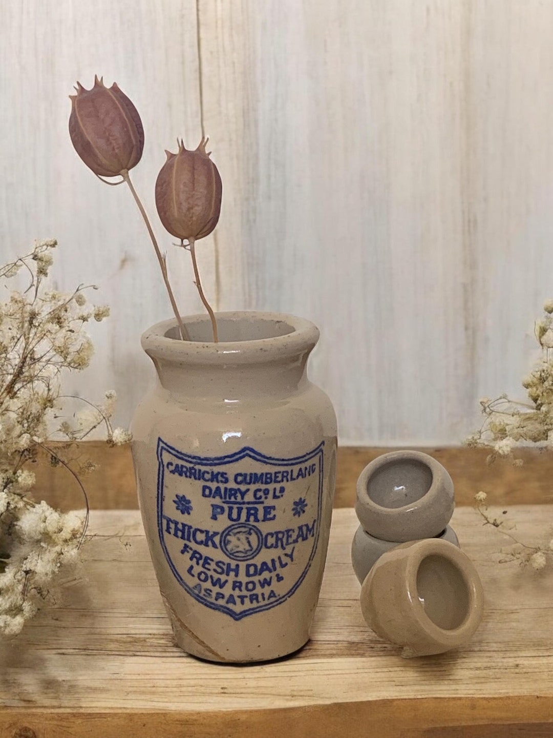 Antique Cream Pot, Vintage Stoneware Cream Pot, Carricks Cream Pot ...