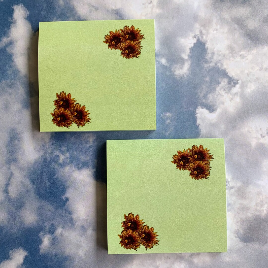 Green Sunflower Sticky Notes - Etsy