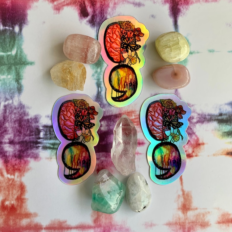 Holographic Semi Colon Sticker - Etsy