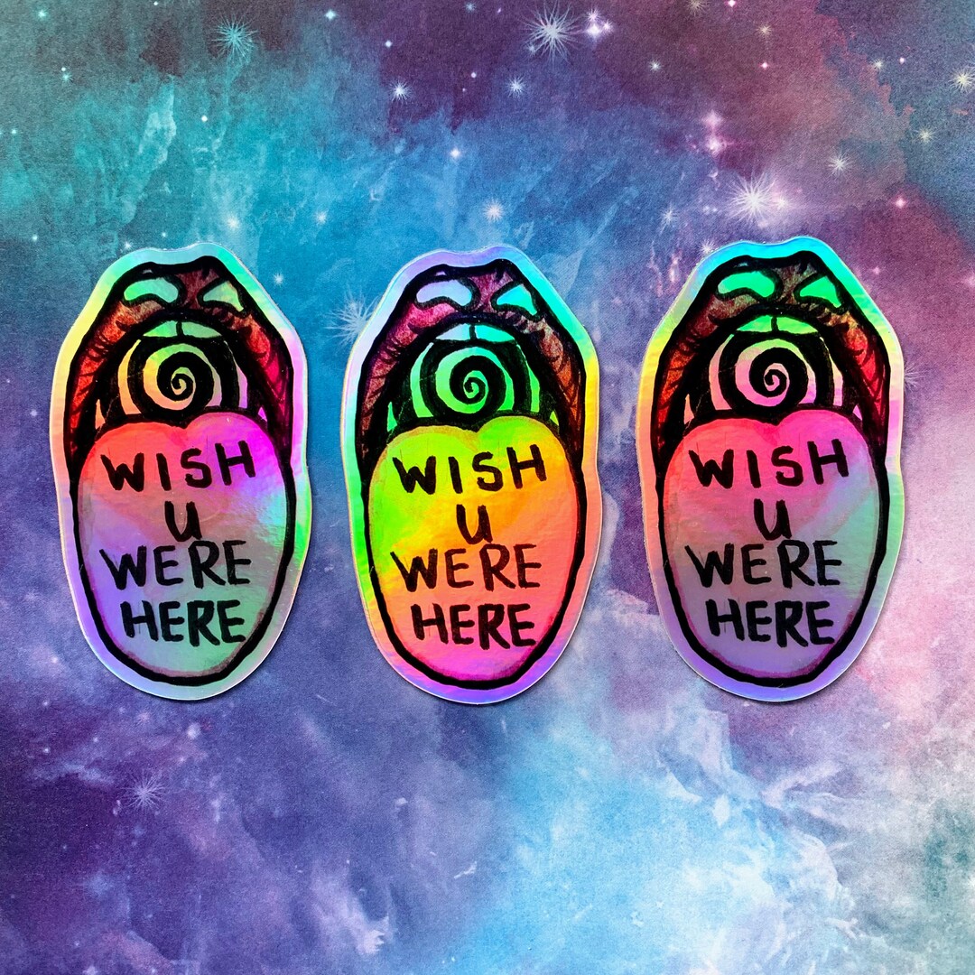 Holographic Wish You Were Here Sticker - Etsy