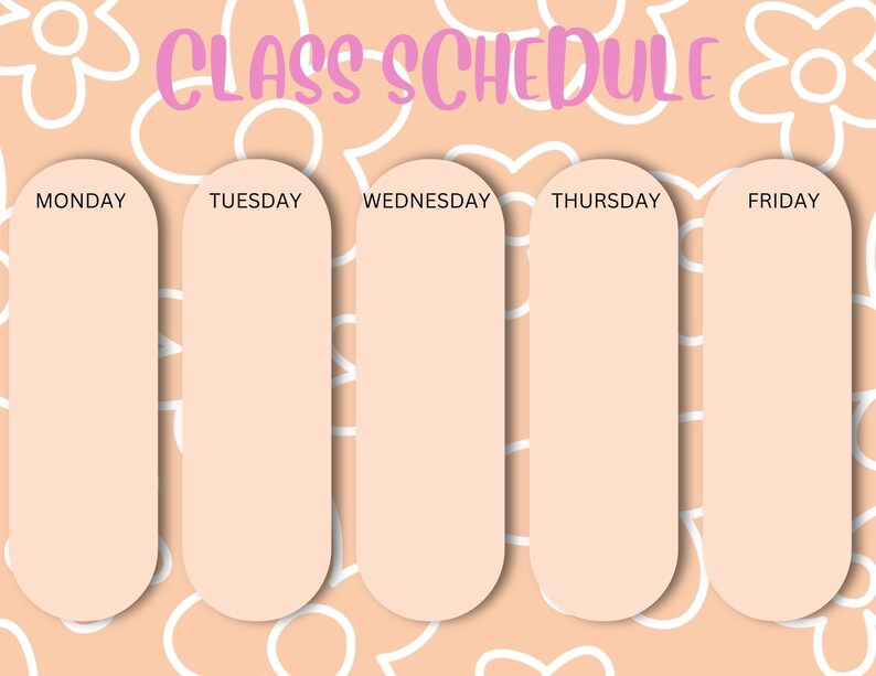 Printable Class Schedule Template - Etsy