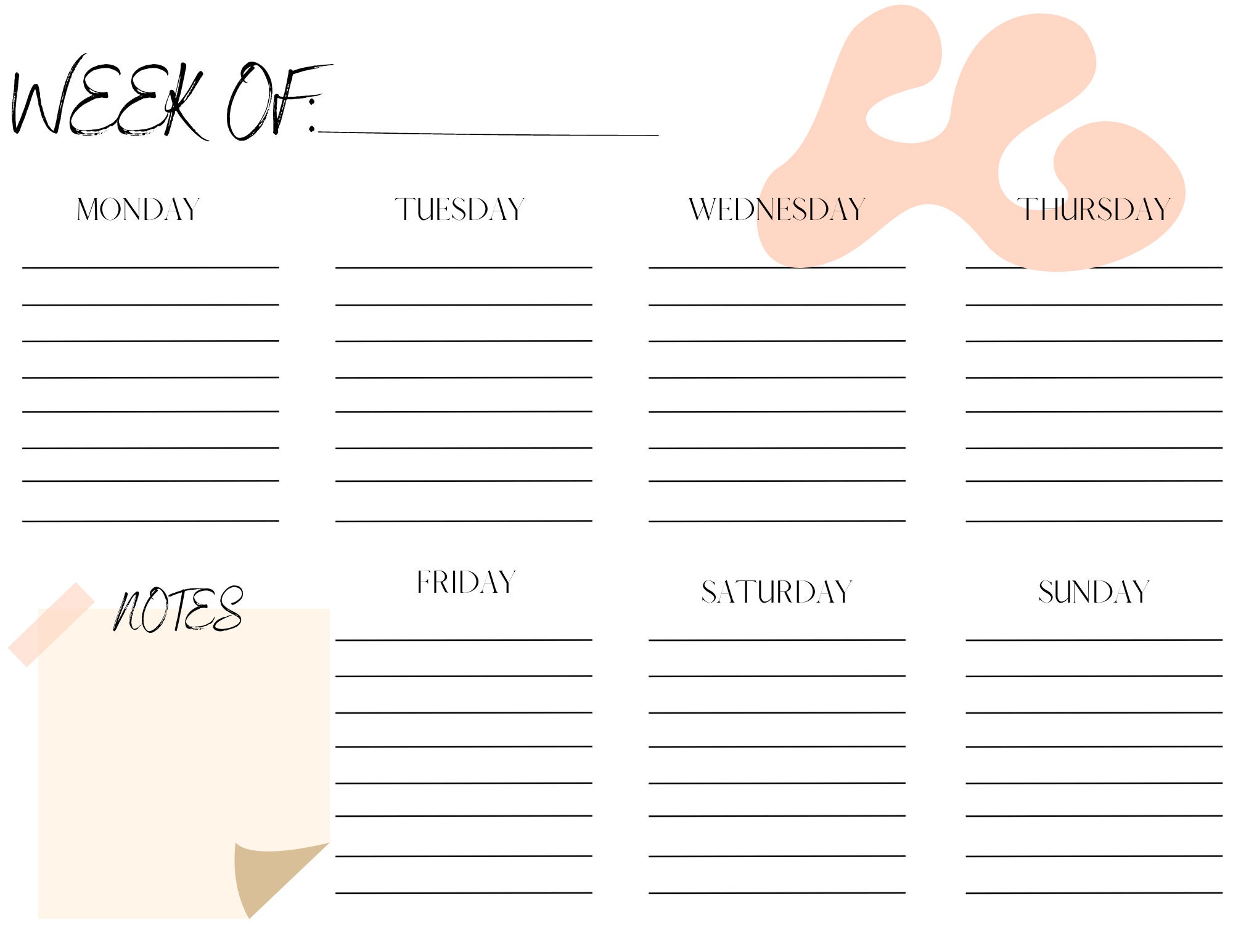 WEEKLY PLANNER PRINTABLE| Instant Download Pdf - Etsy