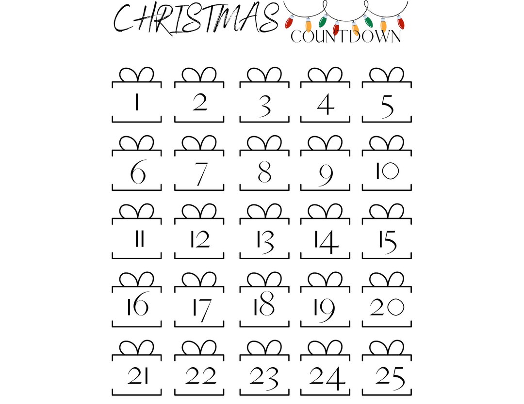 CHRISTMAS COUNTDOWN PRINTABLE Pdf Etsy