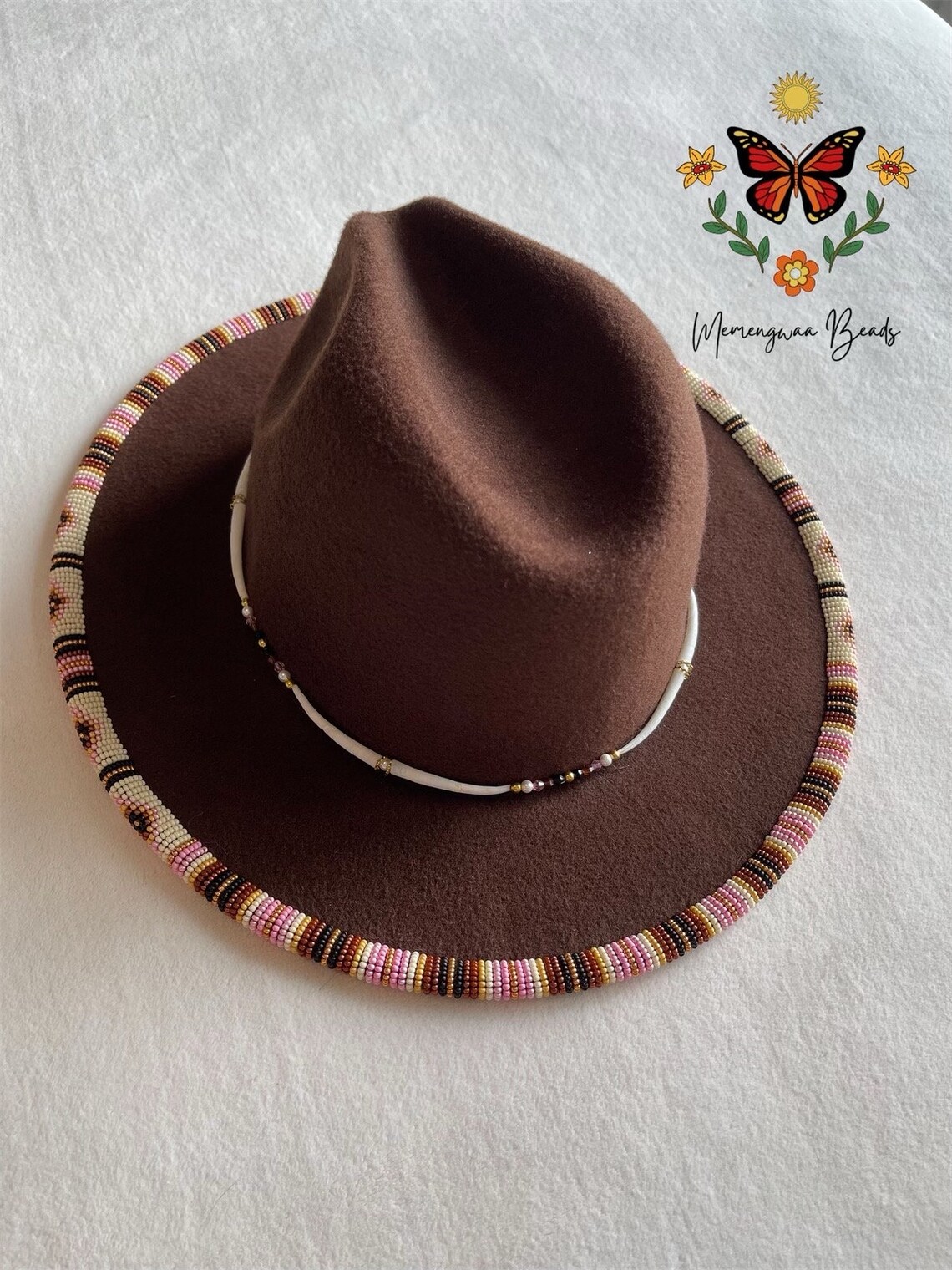 Indigenous Brown Beaded Fedora Set - Etsy