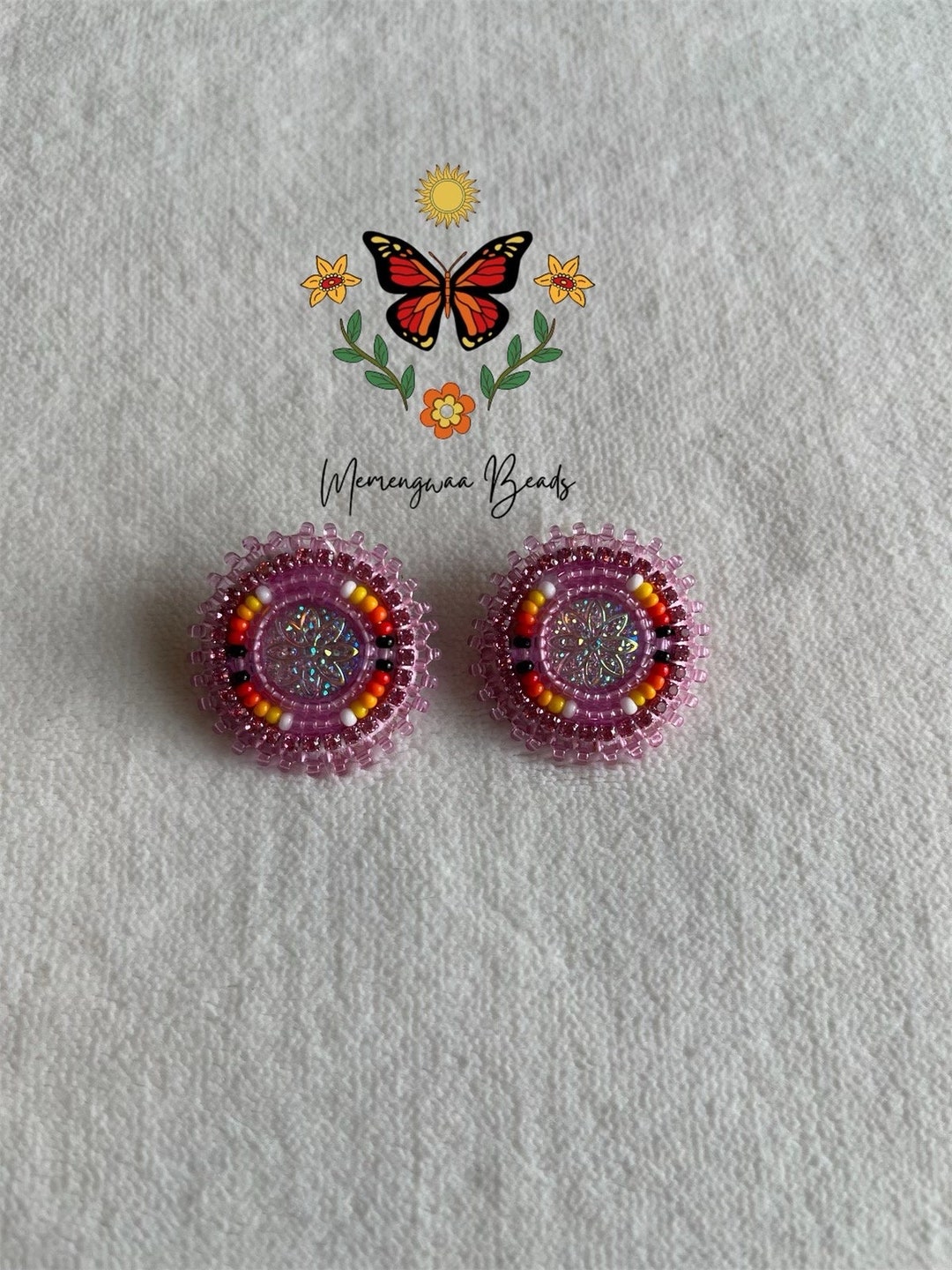 Indigenous Pink Beaded Clip on Earrings - Etsy