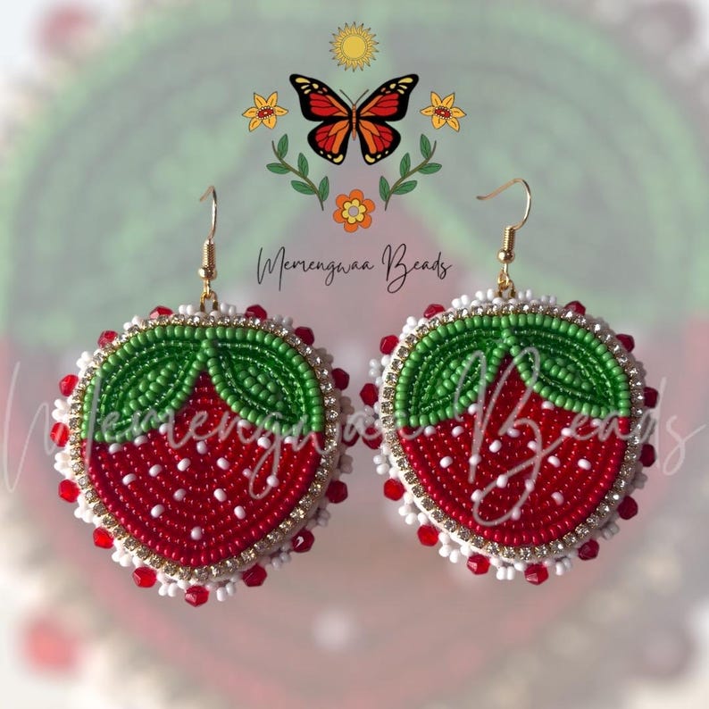 Indigenous Beaded Strawberry Earrings - Etsy