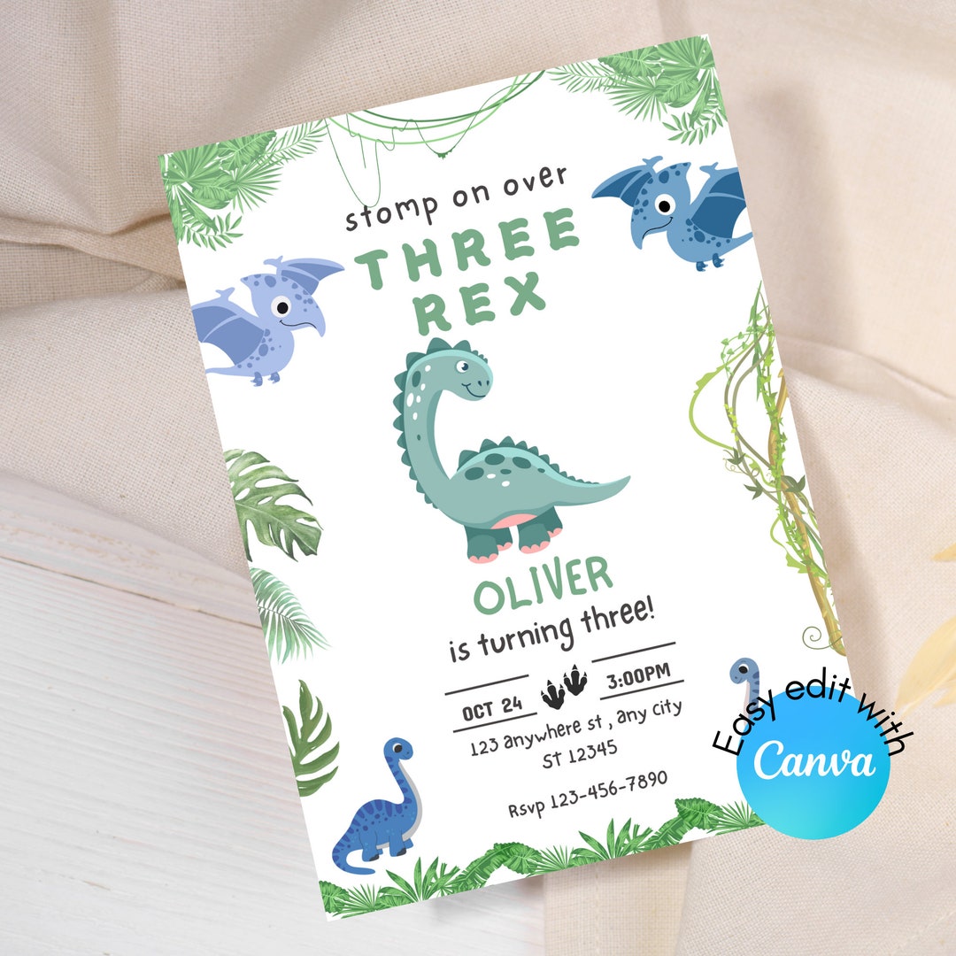 Invite Birthday Printable Template Rex Dinosaur Birthday Invitation ...