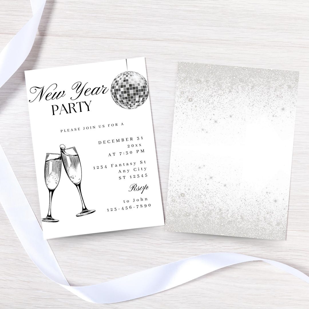 Printable New Year's Invitation, New Years Party, Invite Template New ...