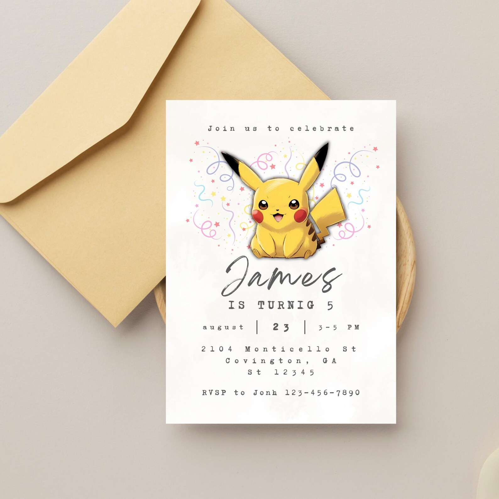 Pika Birthday Invitation, Pika Birthday Party Template, Poke Boys ...