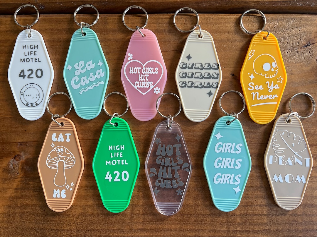 Vintage Motel Key Keychain With Plant Sayings Personalized - Etsy