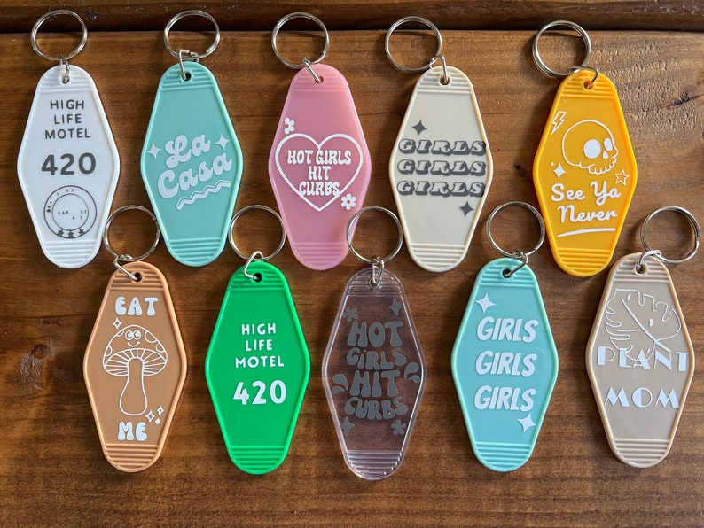 Vintage Motel Key Keychain With Plant Sayings Personalized - Etsy
