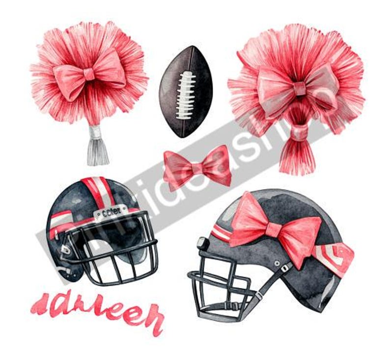 Cheer Football Coquette Bows PNG Pom Poms Football Sublimation Digital ...