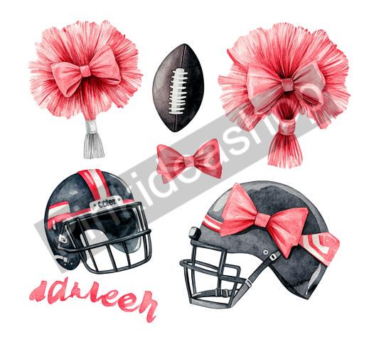 Cheer Football Coquette Bows PNG Pom Poms Football Sublimation Digital ...