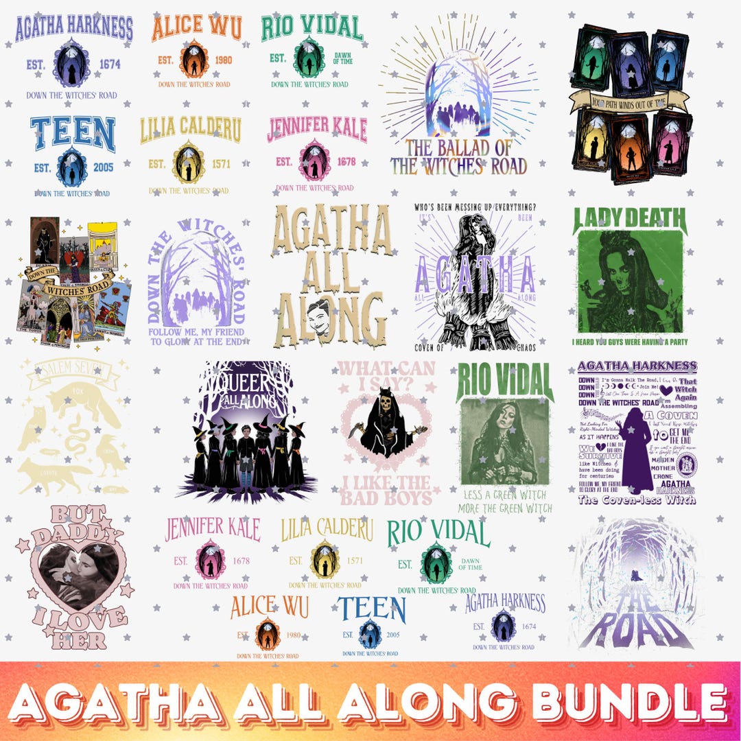 50 Agatha All Zusammen PNG, Halloween Digital Design Kunstdruck die ganze Länge für tee, Spooky ...