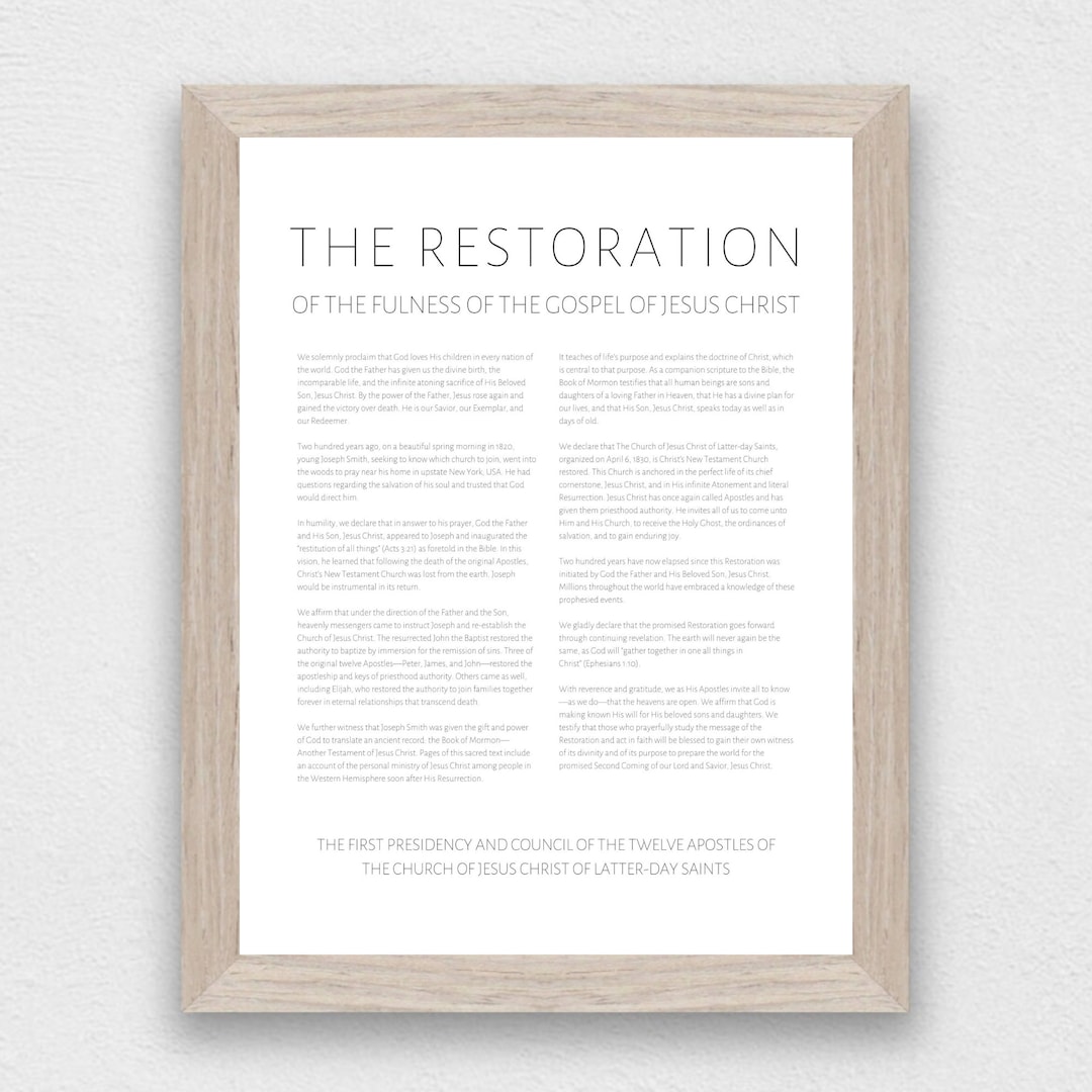 LDS - the Restoration Document - Instant Download - Etsy
