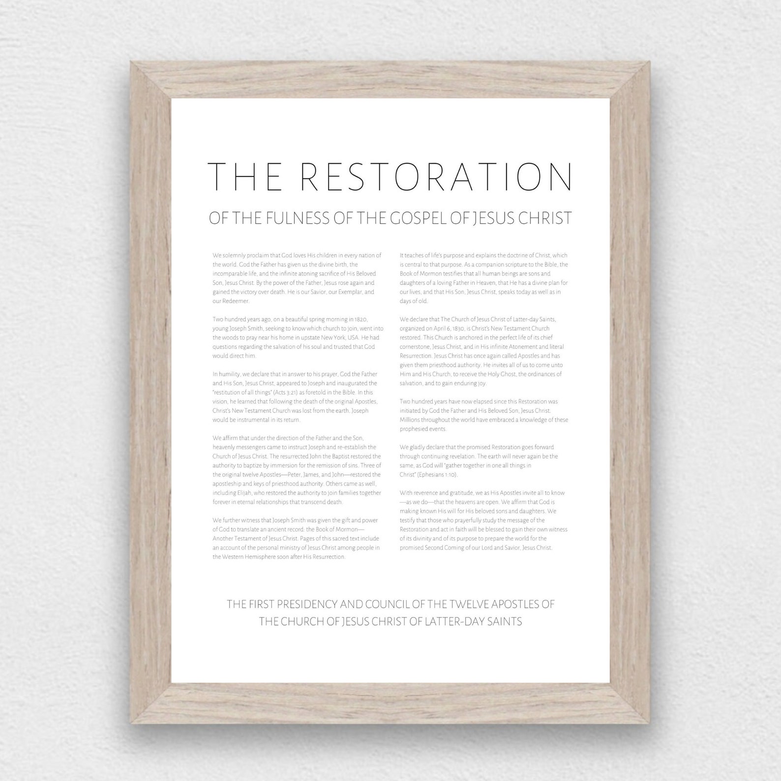 LDS - the Restoration Document - Instant Download - Etsy