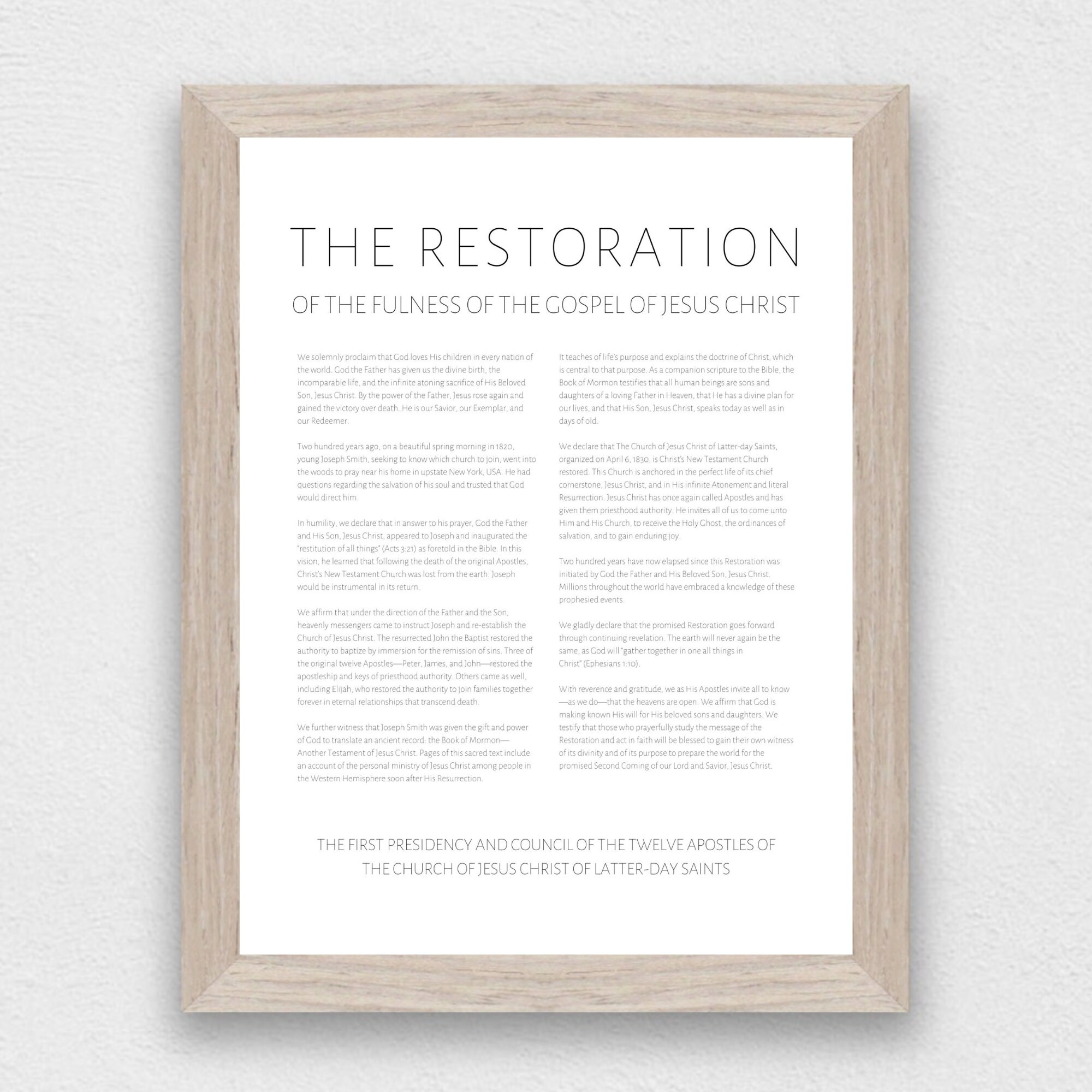 LDS - the Restoration Document - Instant Download - Etsy