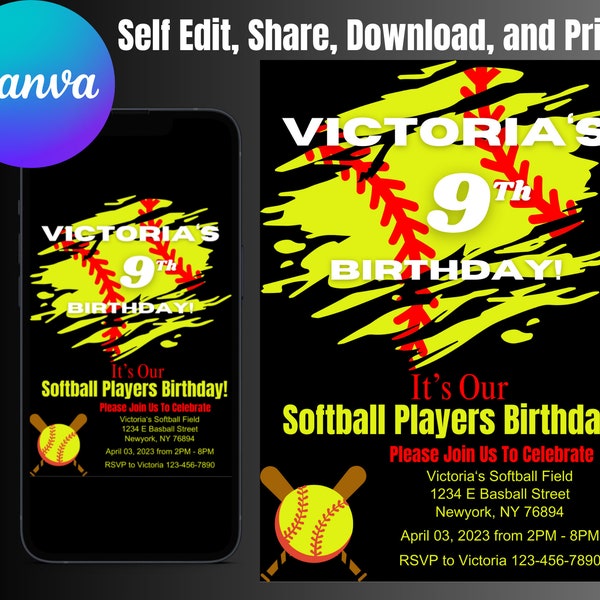 Softball Birthday - Etsy
