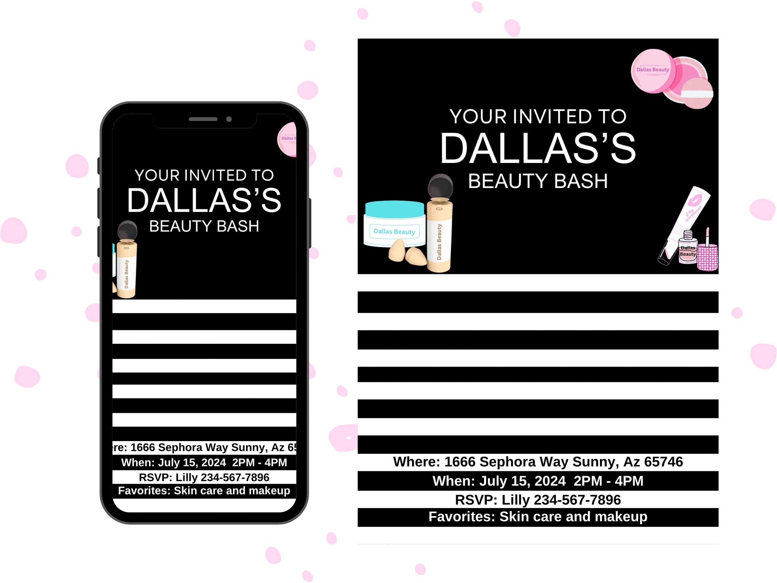Beauty Makeup Birthday Party Invitation - Etsy