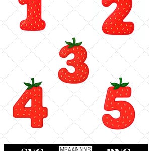 Strawberry Birthday Numbers| 1st Berry Birthday SVG| PNG Digital Files ...