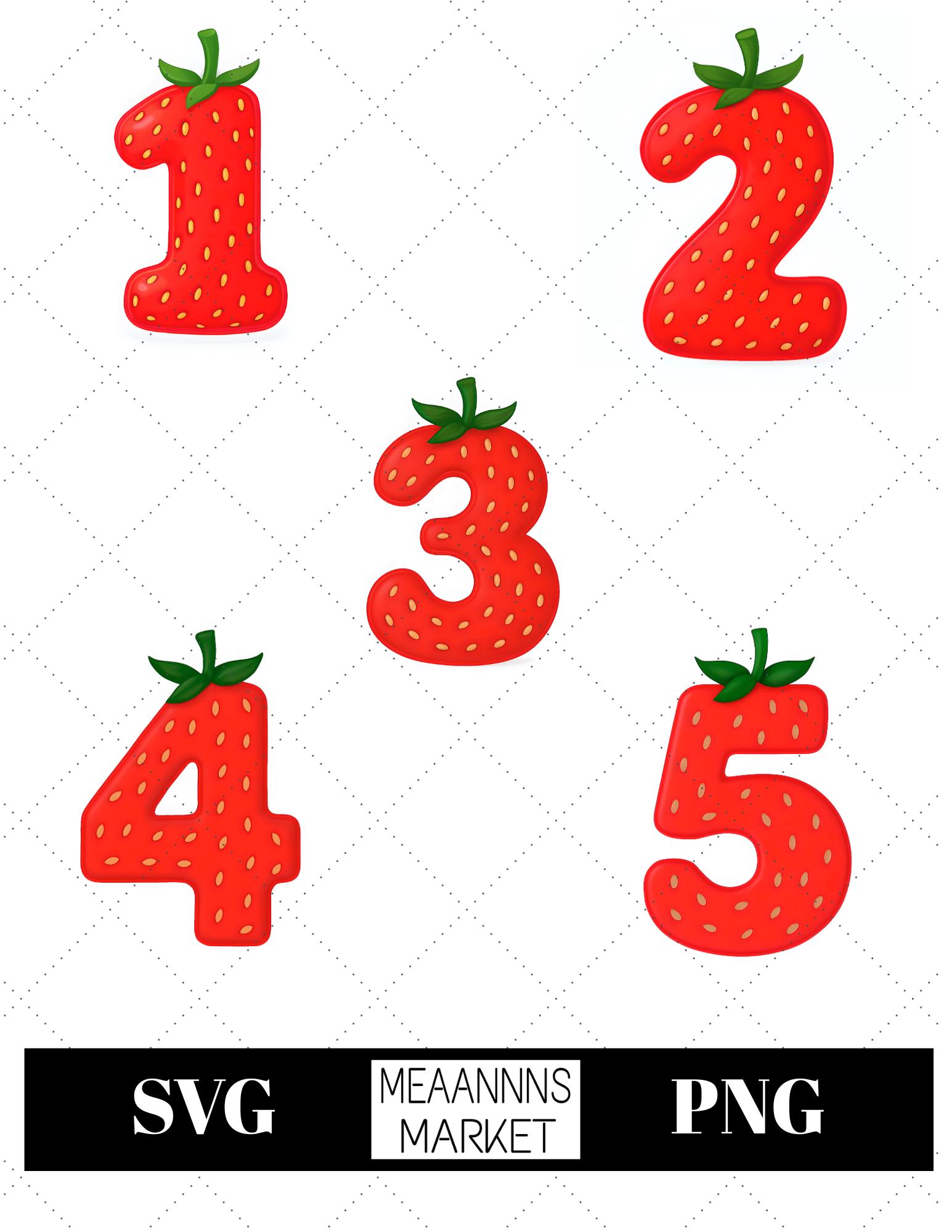 Strawberry Birthday Numbers| 1st Berry Birthday SVG| PNG Digital Files ...