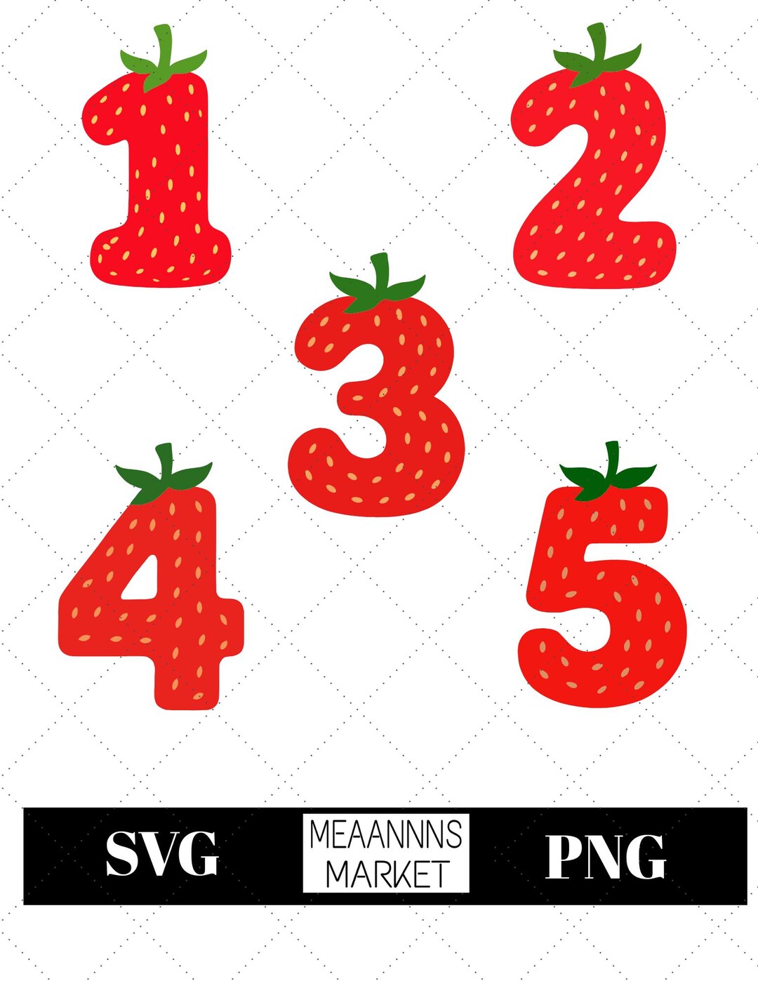 Strawberry Birthday Numbers| 1st Berry Birthday SVG| PNG Digital Files ...