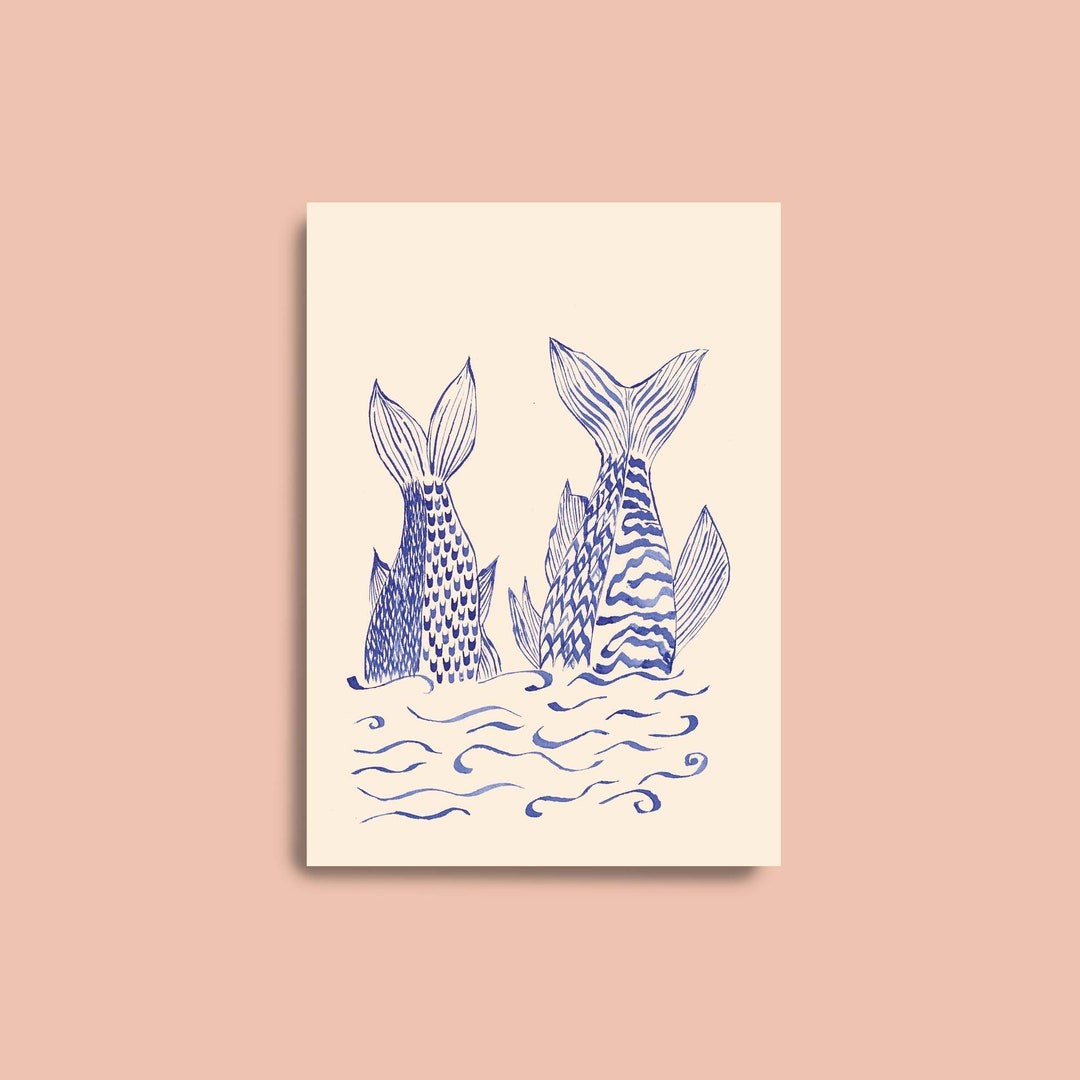 Affiche Queues de Poissons A5 A4 Poster art print - Etsy France