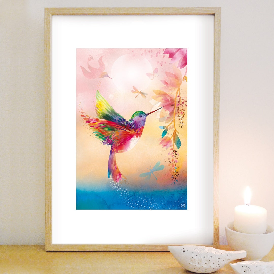 Affiche A4 Colibri Print illustration A4 Colibri - Etsy France