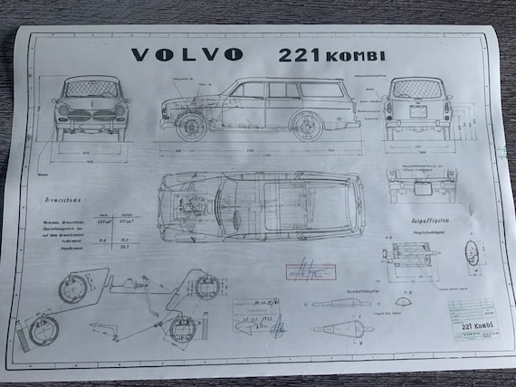 Volvo Amazon P221 Estate 1962 Design Drawing ART Work - Etsy UK