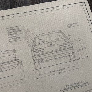 BMW E34 Sedan 1992 Construction Drawing ART Work Blueprint - Etsy