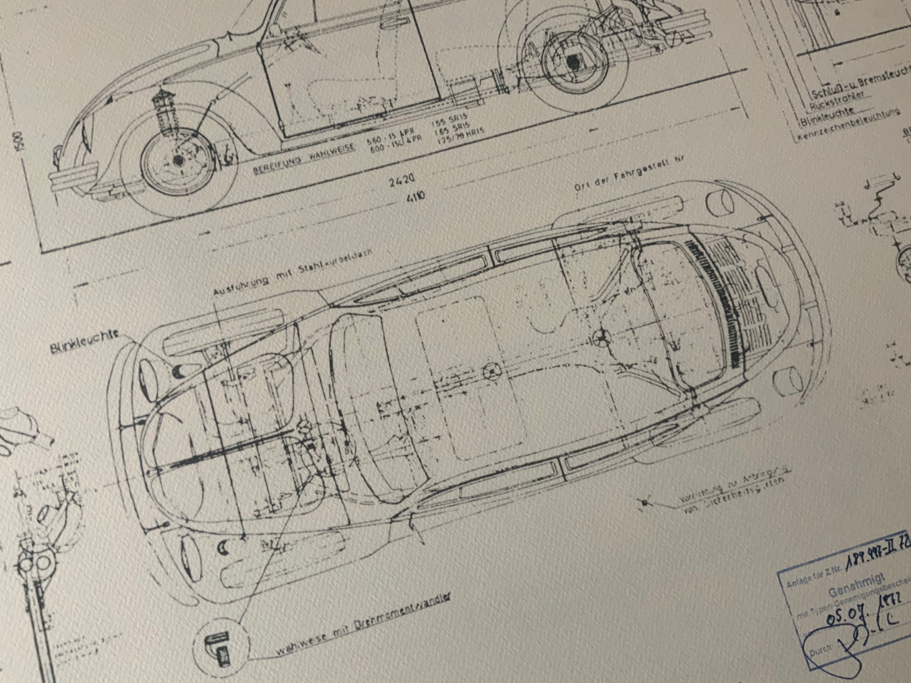 Beetle 1303 1972 construction drawing ART work Blueprint 189997