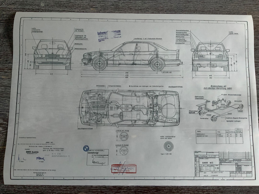 E34 M5 1988 Construction Drawing ART Work Blueprint - Etsy