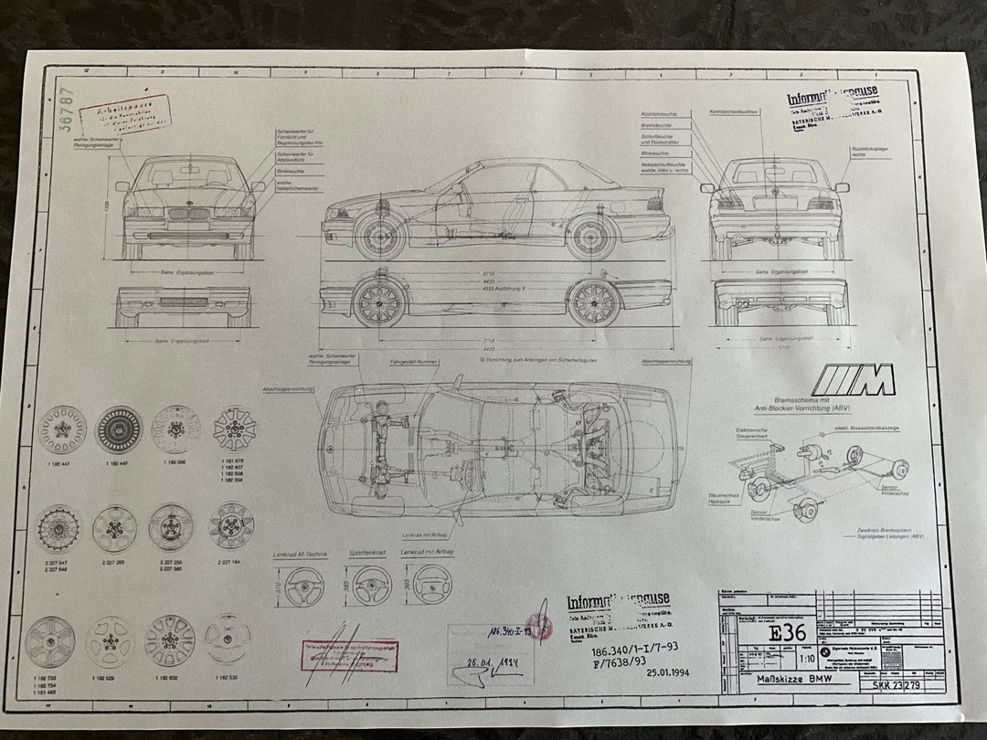 BMW E36 M Cabrio Design Drawing ART Work - Etsy