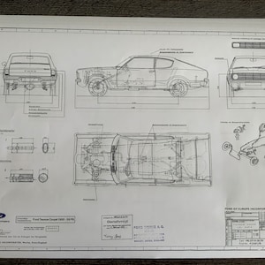 Ford Taunus Coupé 1300 59PS 1970 Construction Drawing ART Work ...
