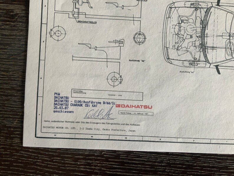 Daihatsu Charade G100 Construction Drawing ART Work Blueprint - Etsy