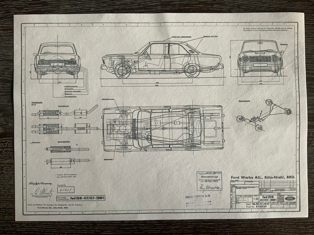 Ford 20 M P7a 2.0L 2000S 1967 Design Drawing ART Work - Etsy