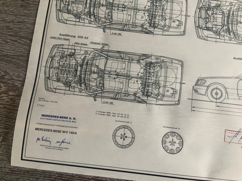 Mercedes W140 Sedan 1991 Design Drawing ART Work Blueprint - Etsy