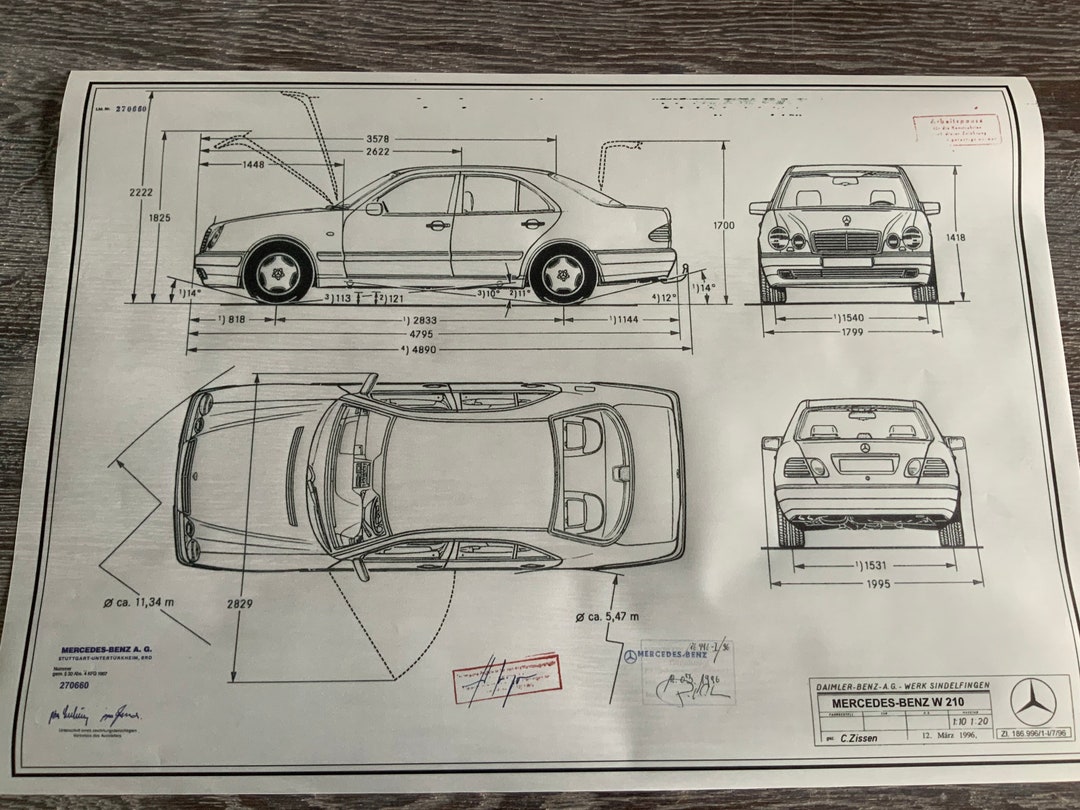 Mercedes W210 Limousine 1996 Construction Drawing ART Work - Etsy